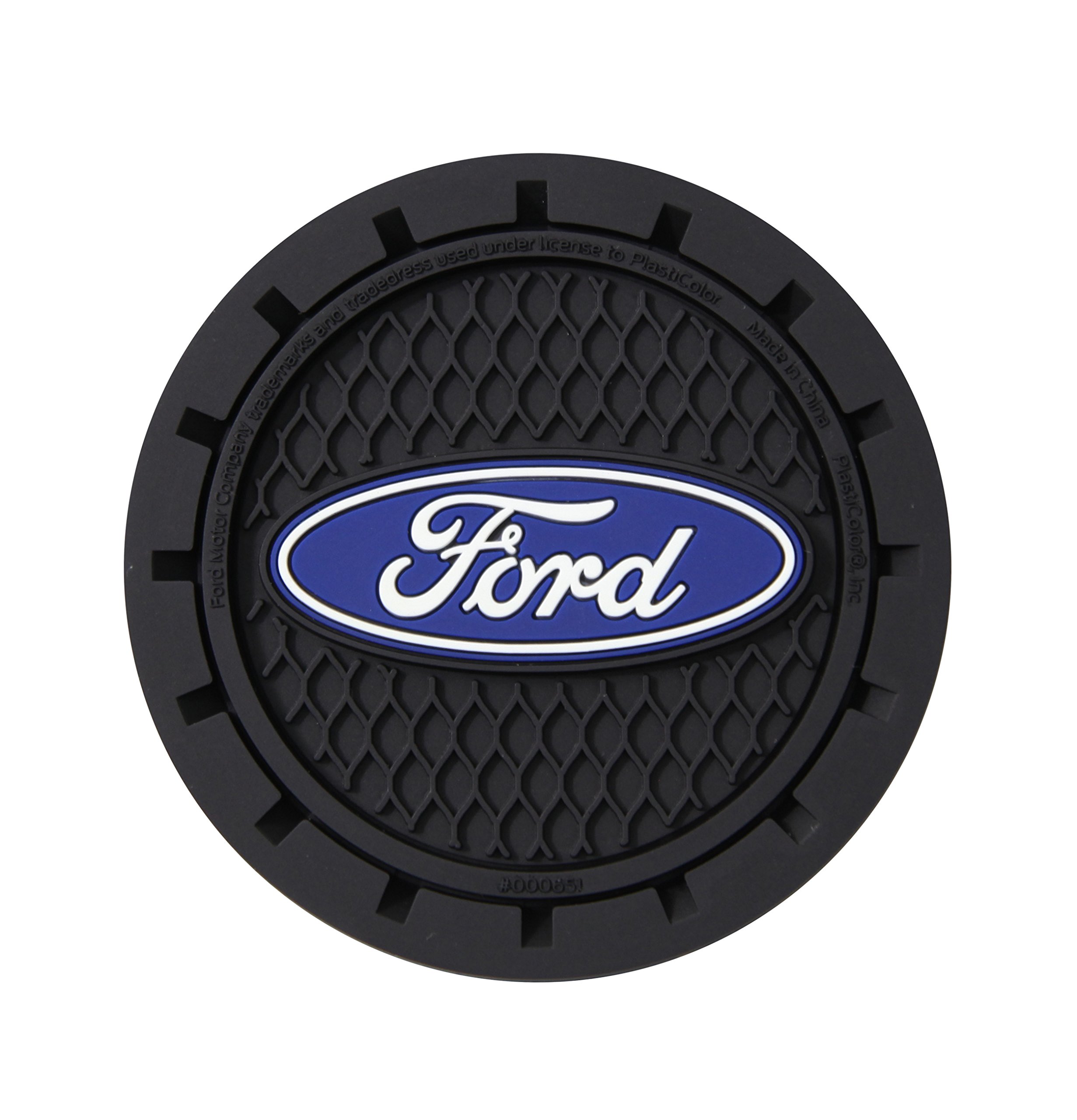 Plasticolor 000651R01 Ford Oval Auto Car Truck SUV Cup Holder Coaster 2-Pack , Blue