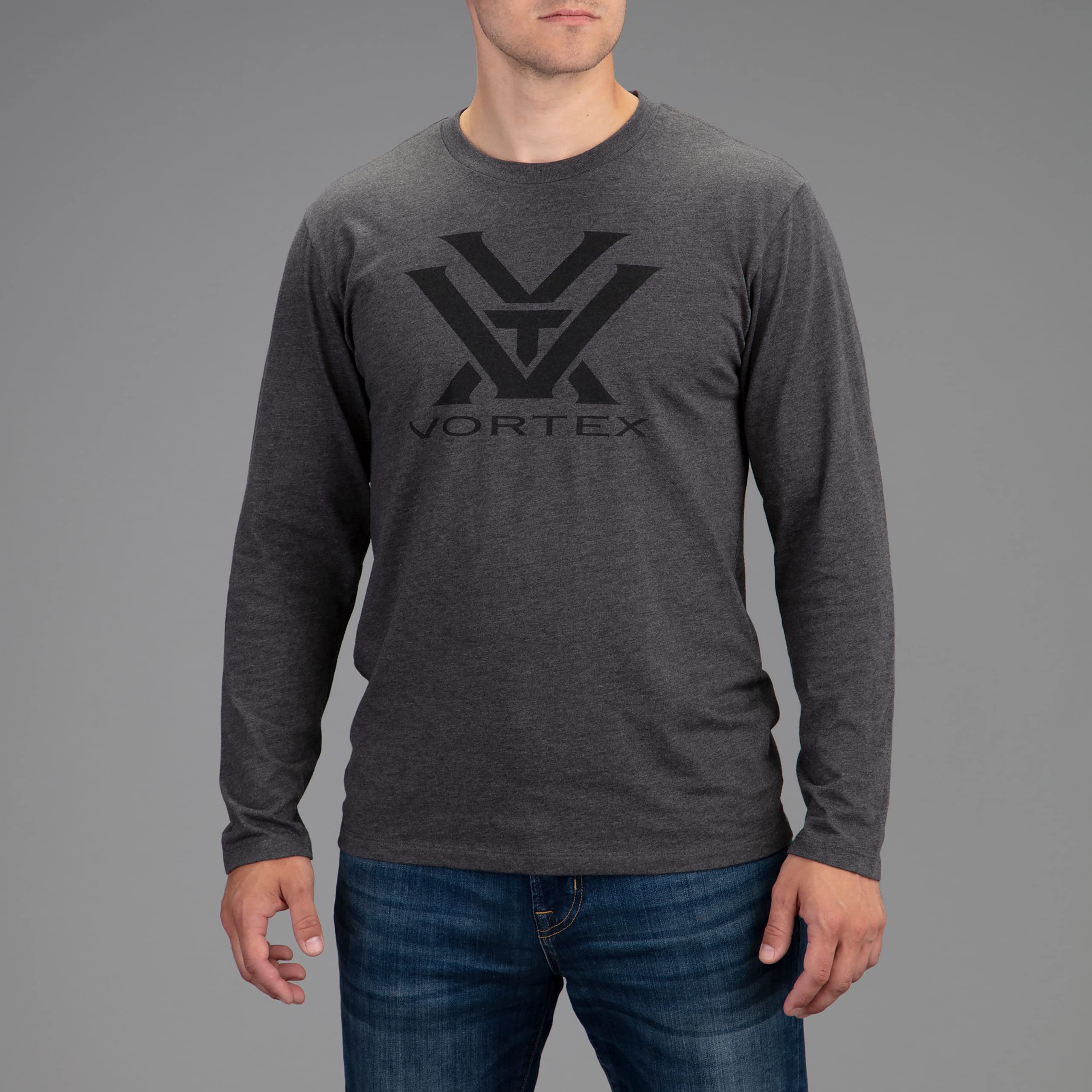 Vortex Optics Core Logo Long Sleeve Shirts (Charcoal Heather, X-Large)