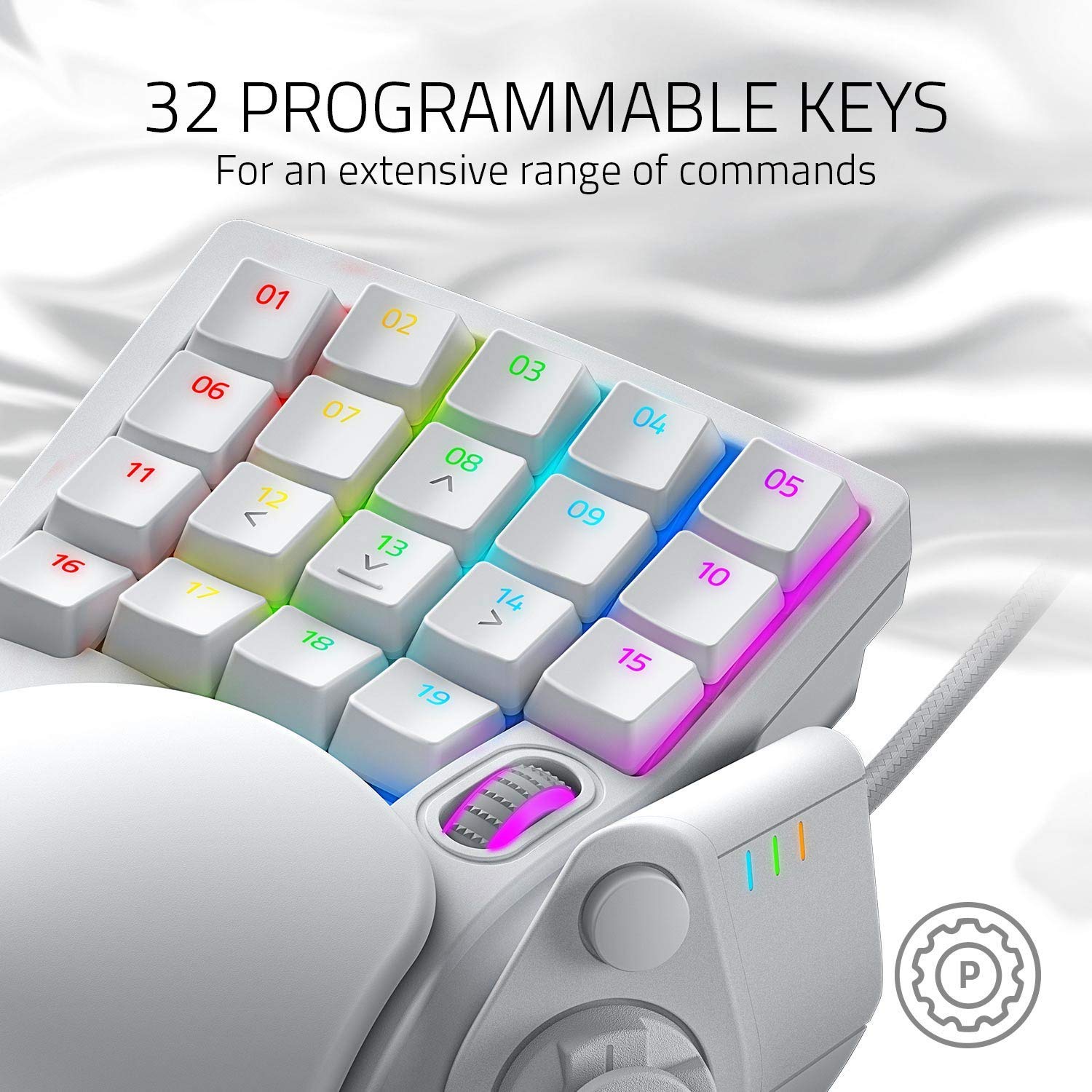 Razer Tartarus Pro Gaming Keypad: Analog-Optical Key Switches 32 Programmable Keys Customizable Chroma RGB Lighting- Programmable Macro Functionality- Variable Key-Press Pressure Sensitivity (Renewed)