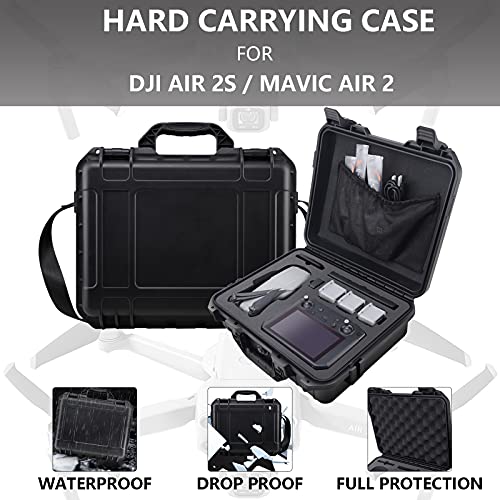 Professional Hard Case for DJI Air 2S with Strap Shockproof Waterproof Case Compatible with DJI Mavic Air 2, Smart Controller, Batteries,Charger, Lens Filter Case, Propellers