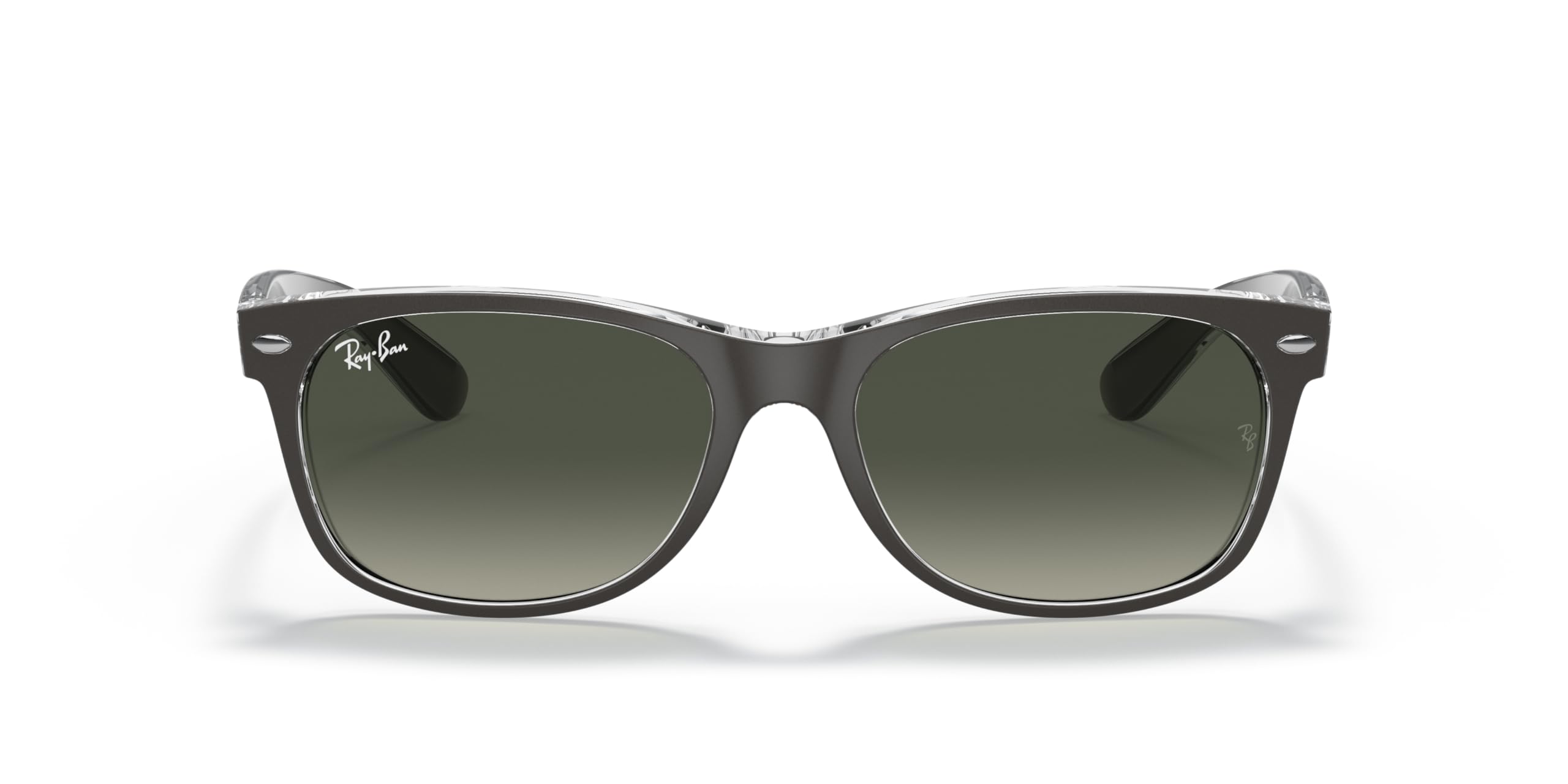 Ray-Ban RB2132 New Wayfarer Square Sunglasses, Gunmetal On Transparent/Light Grey Gradient Dark Grey, 55 mm