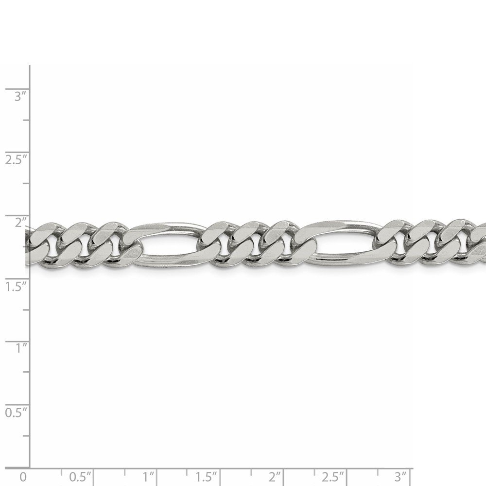 Solid 925 Sterling Silver 9mm Figaro Chain Necklace - with Secure Lobster Lock Clasp 18"