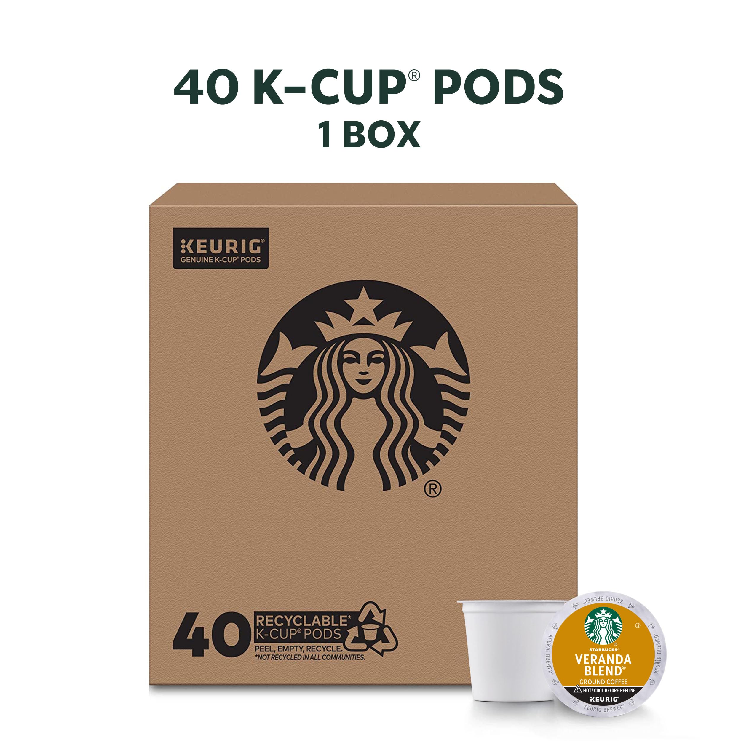 Starbucks Light Roast K-Cup Coffee Pods β Veranda for Keurig Brewers β 1 box (40 pods)