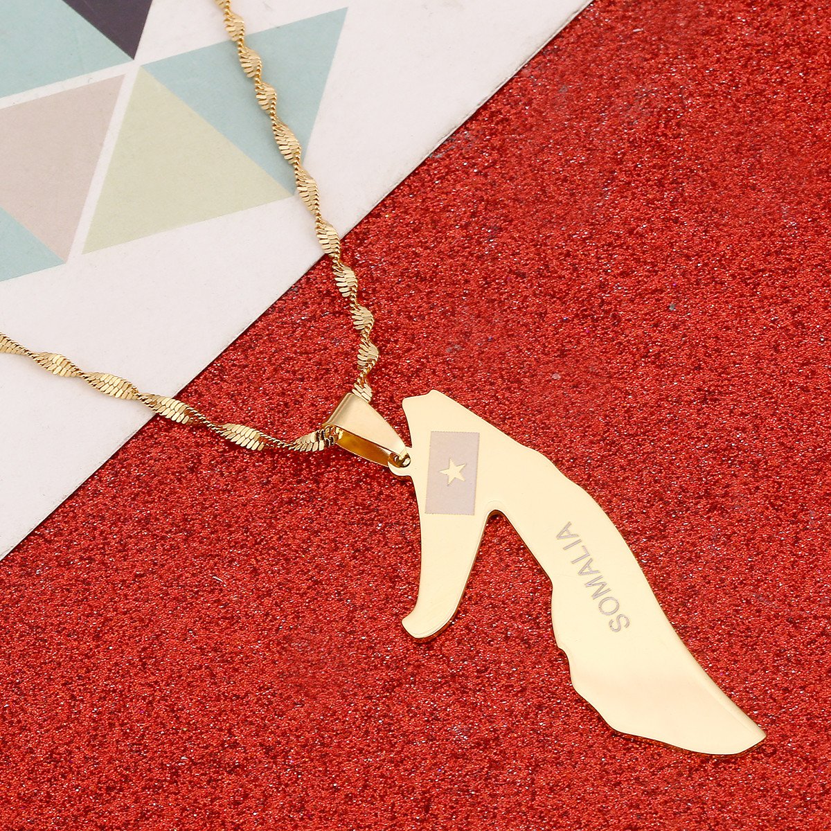 Somalia Map Flag Gold Color Necklace Gold Color Jewelry Soomaaliya Jewelry