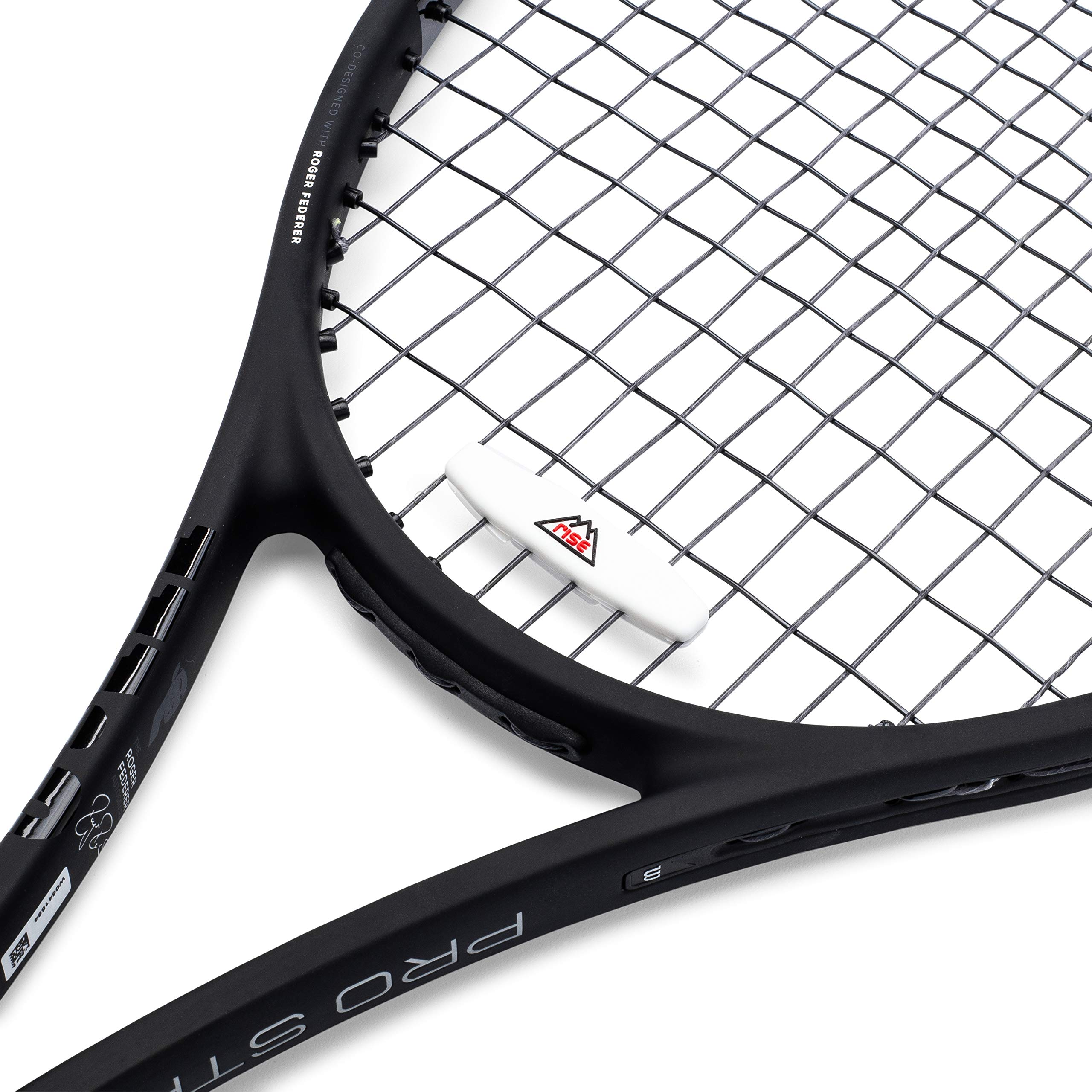Rise Tennis Vibration Dampener | Set of 3 | Premium Feel - No More Ping | Soft Silicone Shock Absorber | Arm Friendly | for Racket and Strings (White)