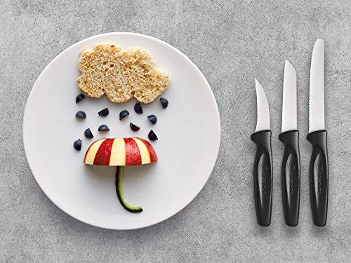 WUSTHOF knife set 3 pieces, Create Collection (1065370001) with paring knife, vegetable knife and universal knife, sharp kitchen knives black, rustproof
