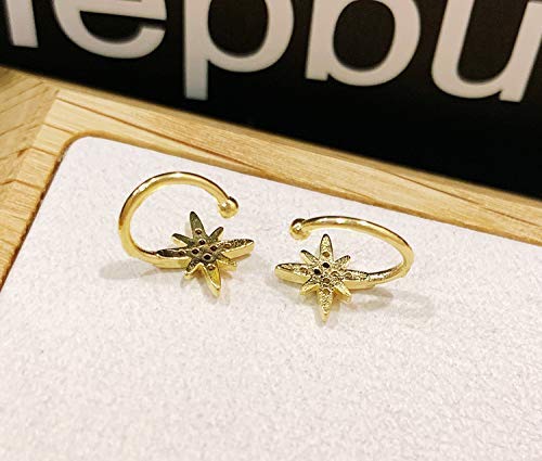 Simple CZ Star Cuff Wrap Earrings Cute Snowflake Crystal Twinkle Helix Cartilage Clip on Earrings Non Piercing Cartilage Earrings Hexagram ear cuff (snowflake ear cuff-gold)
