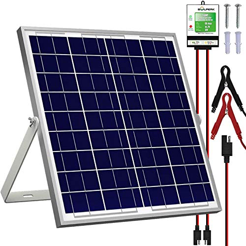 SOLPERK 20W Solar Panel,12V Solar Panel Charger Kit+8A Controller, Suitable for Automotive, Motorcycle, Boat, ATV, Marine, RV, Trailer, Powersports, Snowmobile etc. Various 12V batteries. (20W Solar