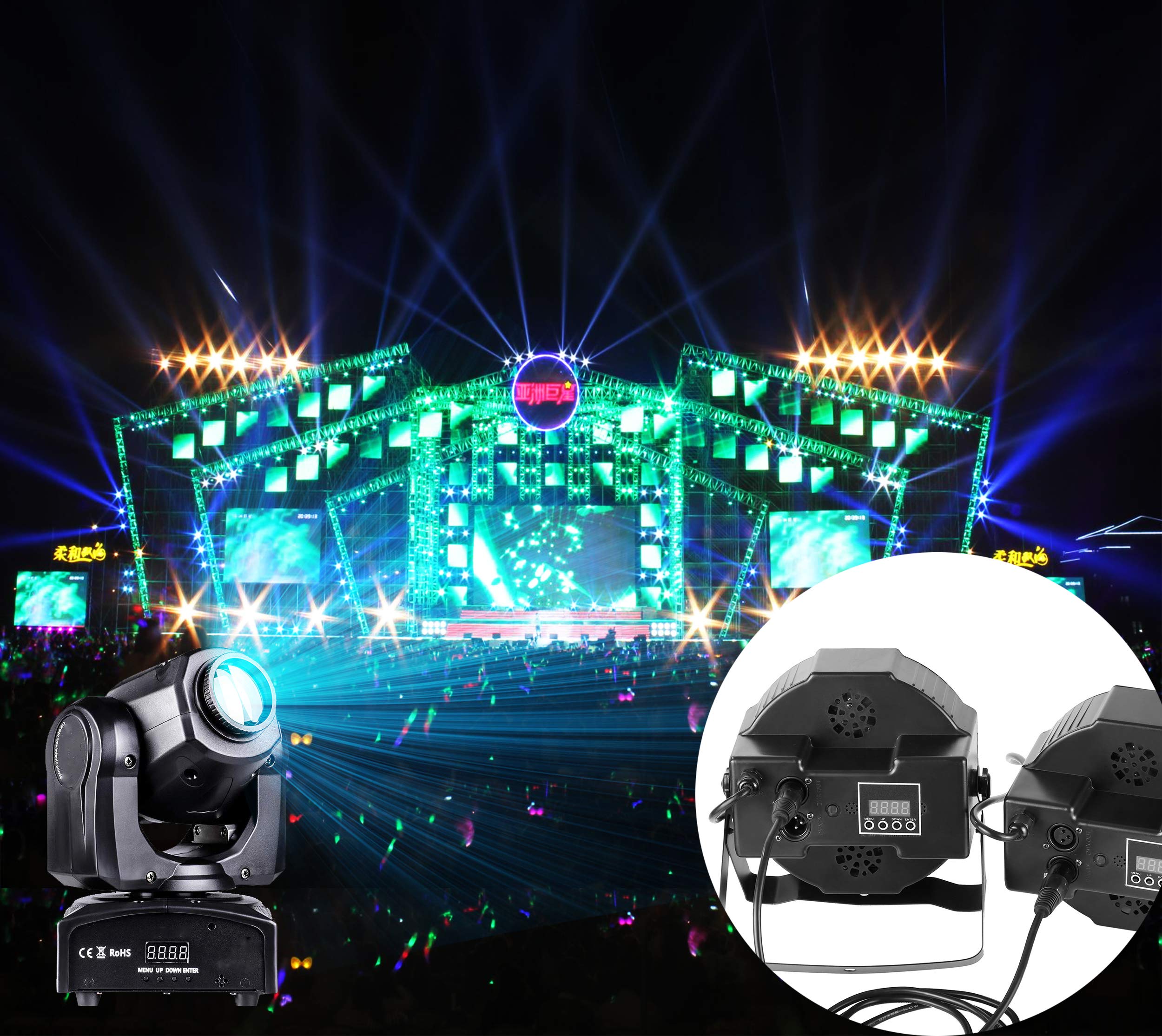 SinLoon (1m) DMX Stage Light Cable,DJ XLR Cable, 3-Pin Female XLR to 5-Pin Male XLR DMX Turnaround Connection for Moving Head Light Par Light Spotlight with XLR Input & Output (5male)