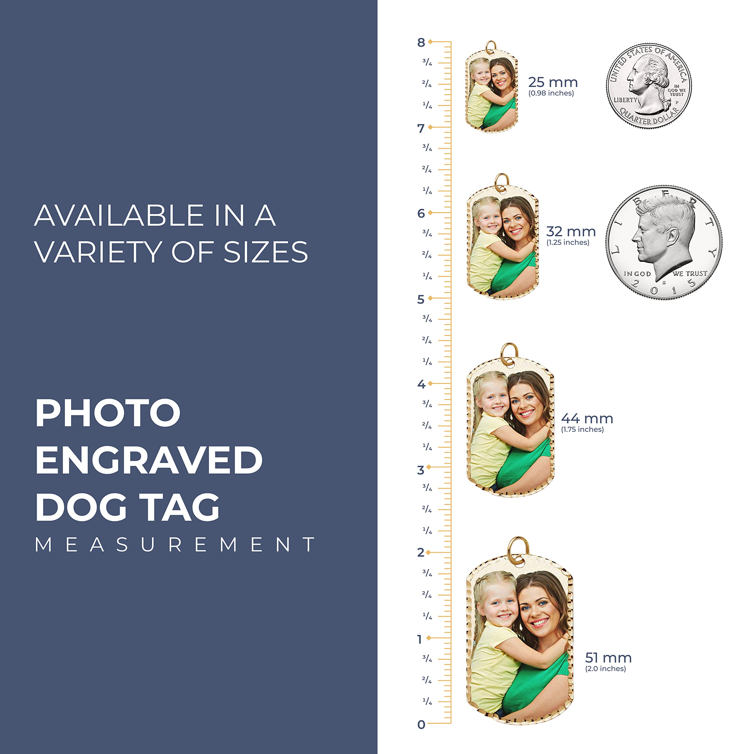 PicturesOnGold.com Photo Engraved Dog Tag Photo Pendant - 1 Inch X 1-3/4 Inch - Solid 14K Yellow Gold