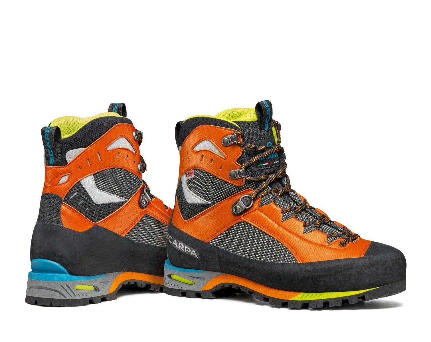 SCARPA Men's Charmoz HD Waterproof Boots for Hiking and Mountaineering - Shark/Orange - 11-11.5