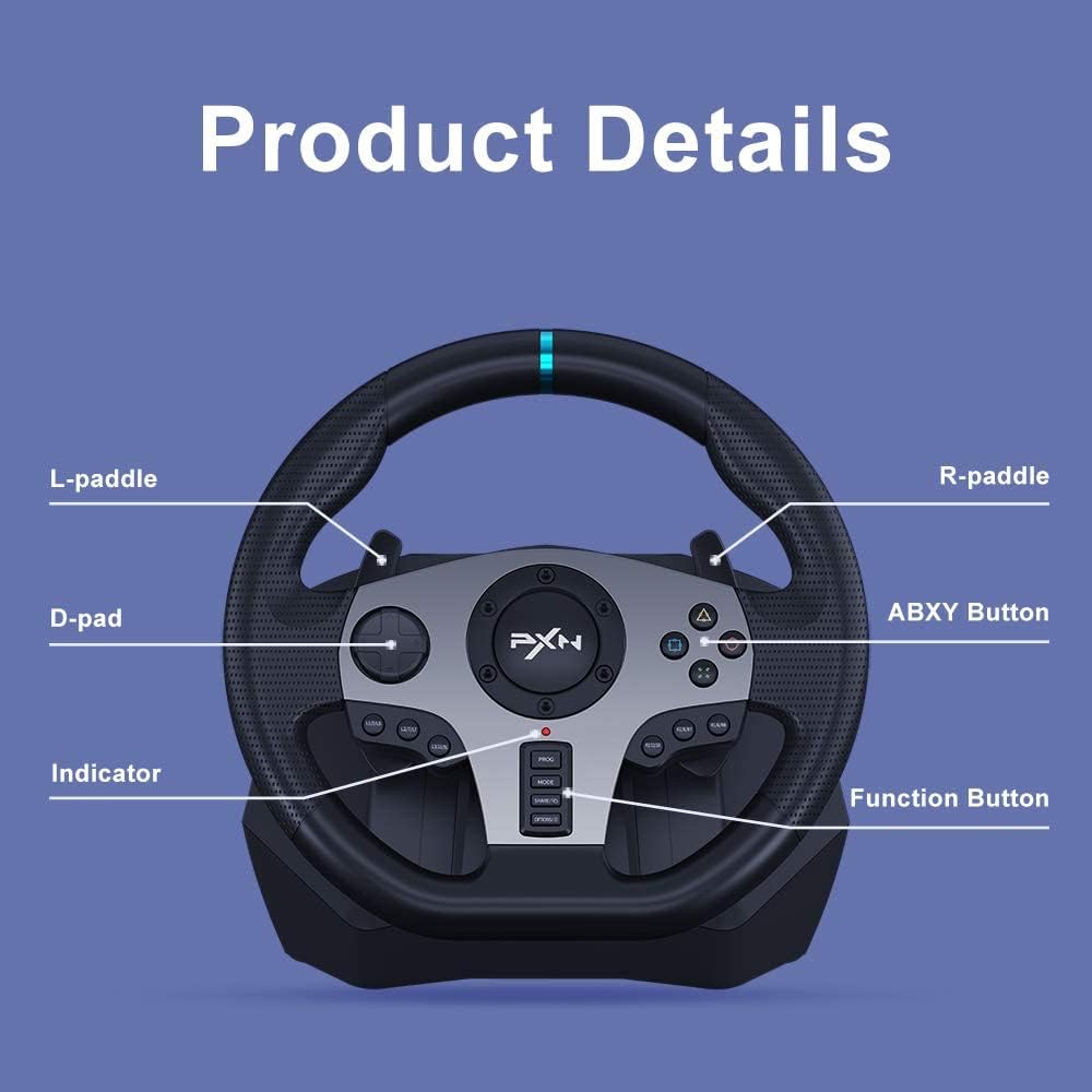 Racing Steering Wheel Gaming Racing Wheel, Used - Like New PXN Driving Wheel Volante PC 270/900 Degree Vibration and Shifter with Pedals for PC,PS3,PS4 (V9-1)
