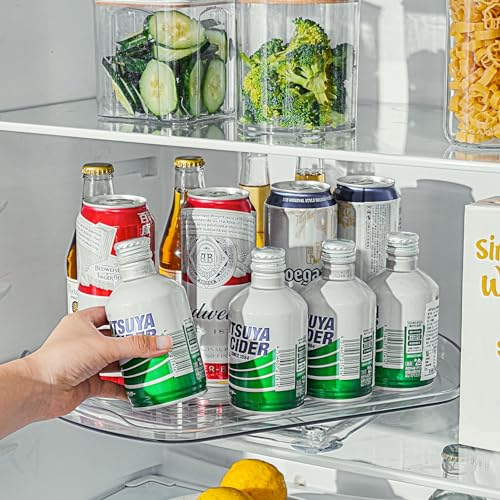 Square Lazy Susan Turntable Organizer for Refrigerator, 15.67'' Clear 360°Rotate Rectangle Fridge Organizer Storage,Square Lazy Susan for Refrigerator,Countertop,Pantry, Cabinet 1Pack