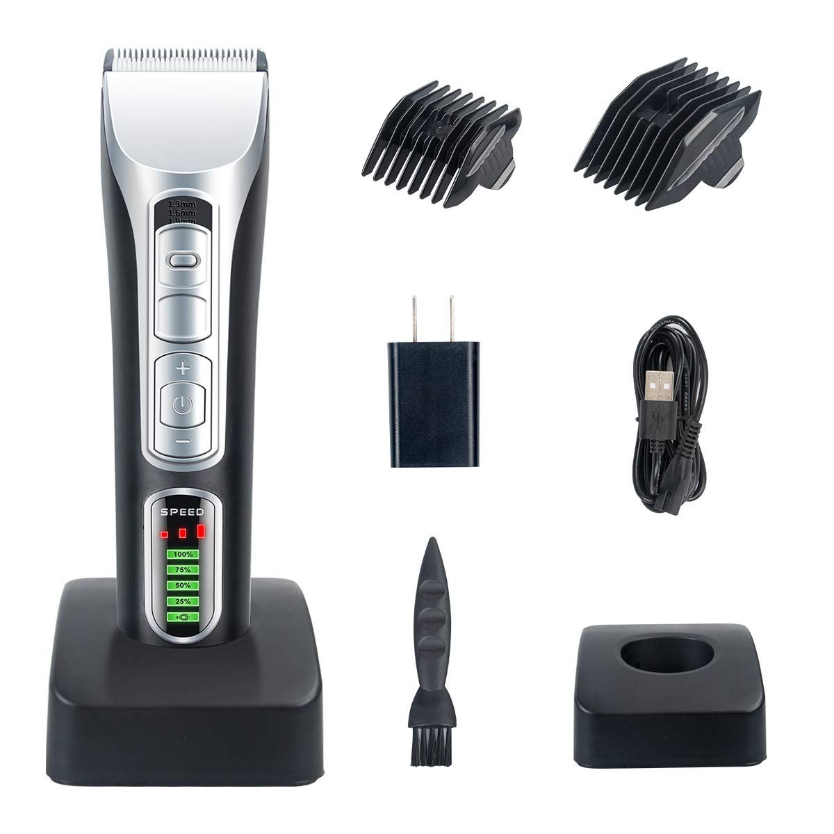Wellwerks Cordless Hair Trimmer, Hair Clippers Beard Trimmer Gift for a Men Quiet LED DisplayHaircut Kit Cordless USB Rechargeable Waterproof
