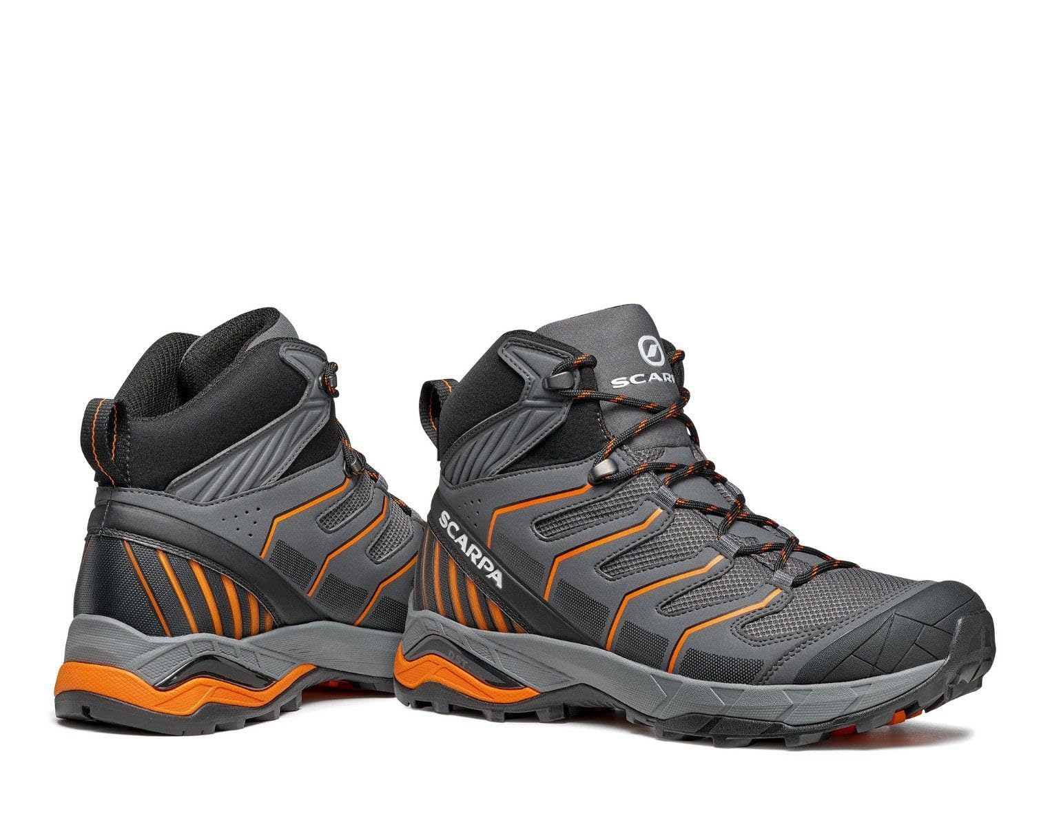 SCARPA Men's Maverick Mid GTX Waterproof Gore-Tex Lightweight Boots for Backpacking and Hiking - Iron Grey/Orange - 9.5-10