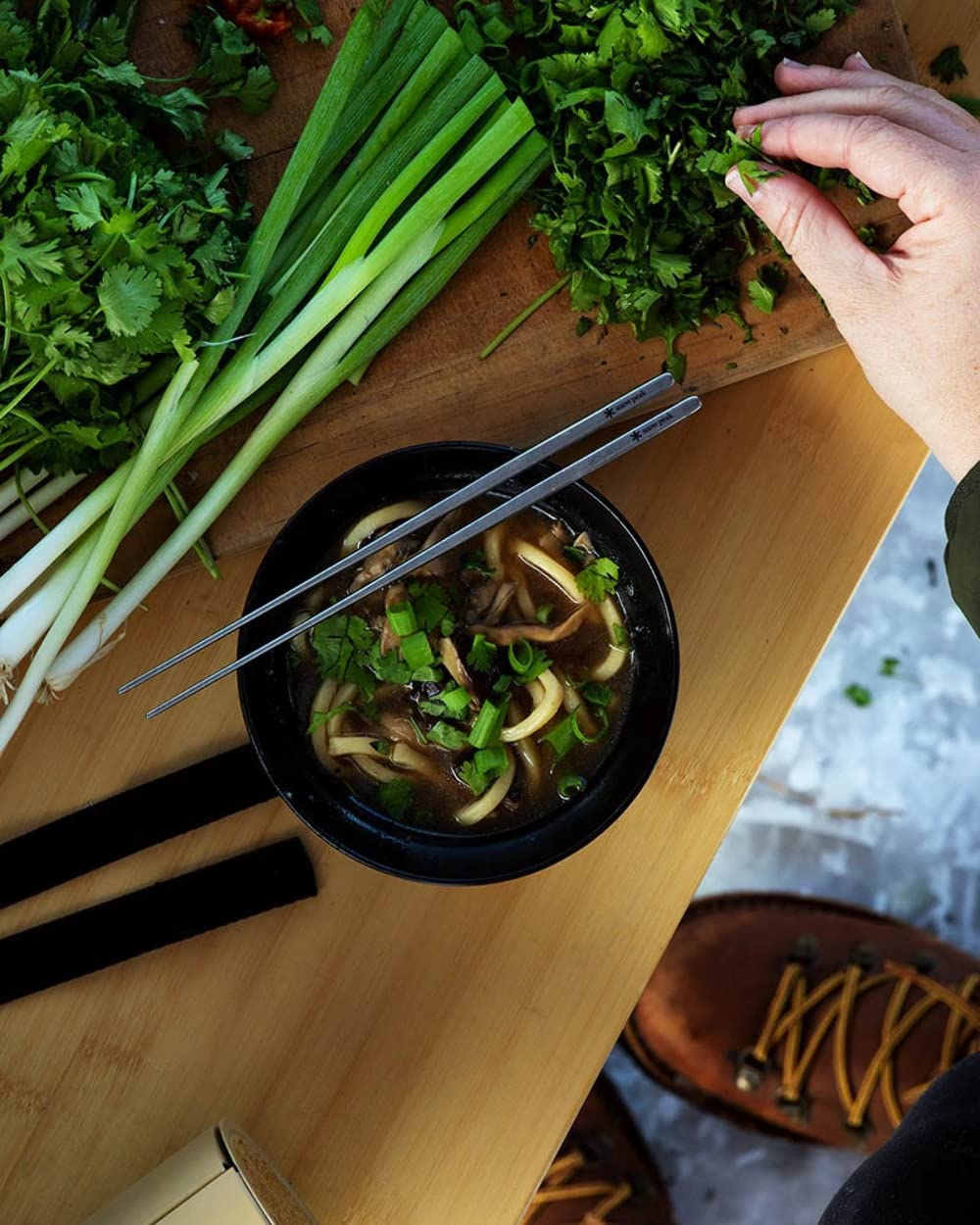 Snow Peak Titanium Chopsticks - Essential & Durable Camping Cutlery - Titanium Chopsticks with Carry Case for Convenient Storage & Packing - Utensils for Camping, HIking & Home