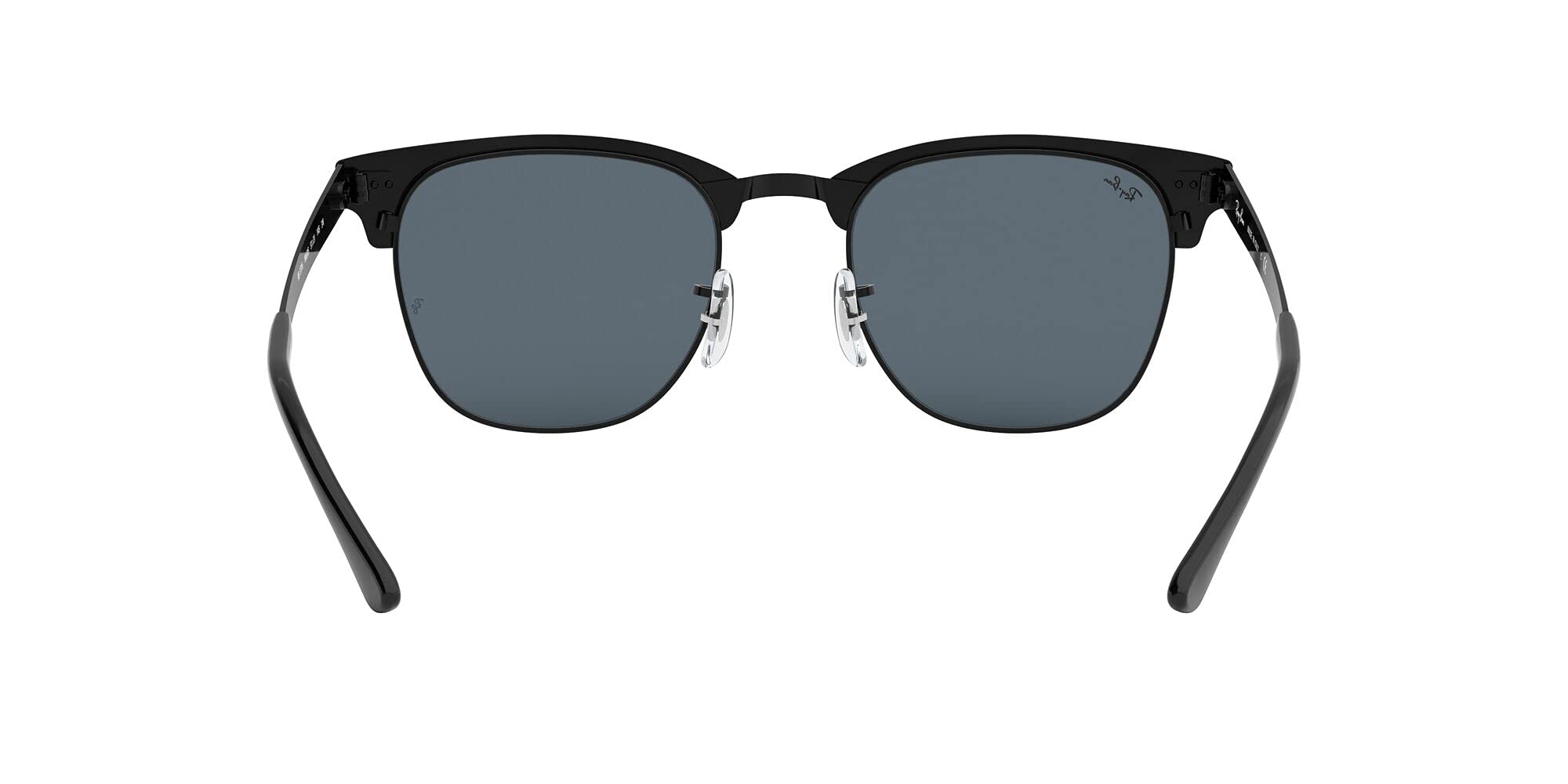 Ray-Ban RB3716 Clubmaster Metal Square Sunglasses, Matte Black On Black/Blue, 51 mm