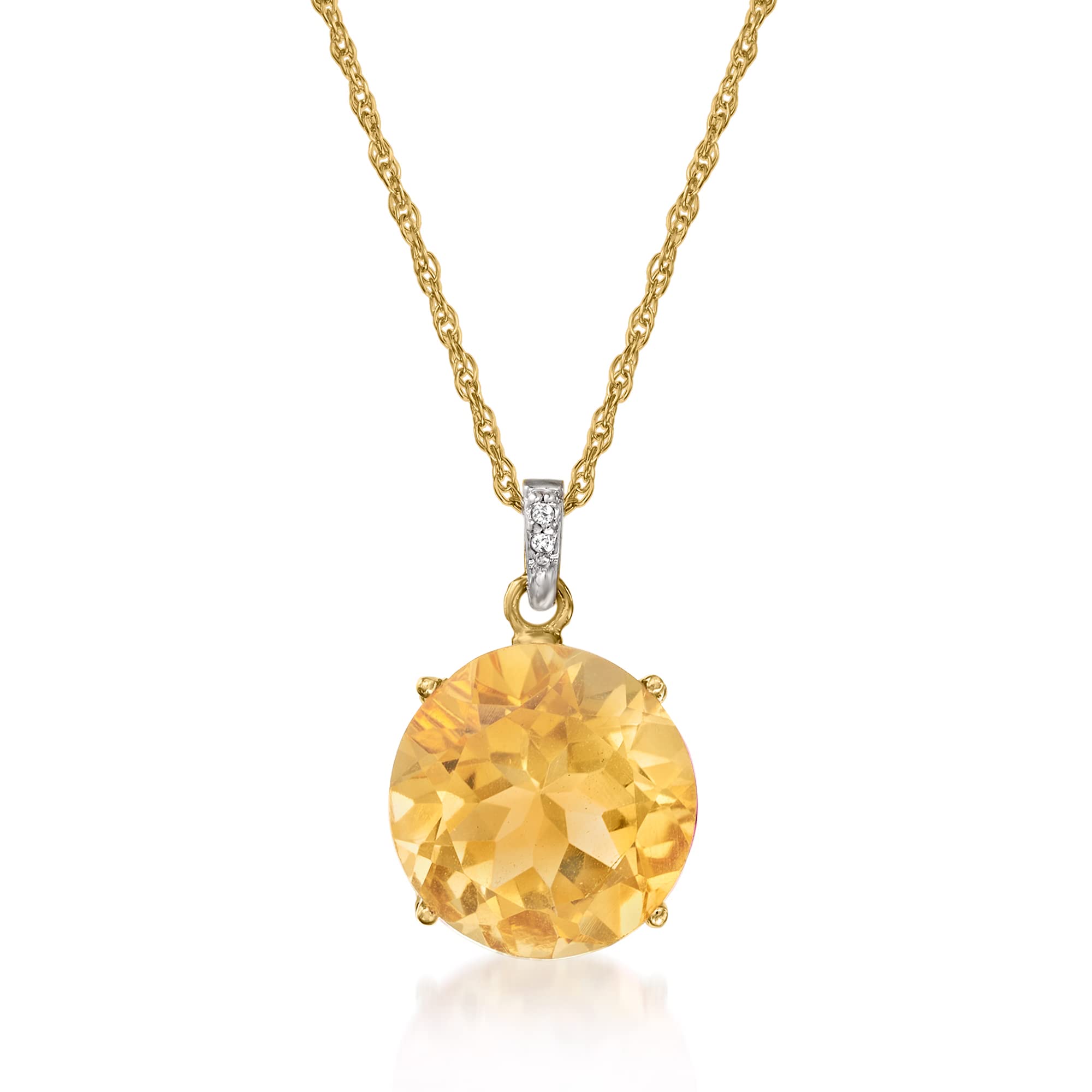 Ross-Simons 6.50 Carat Citrine Pendant Necklace in 14kt Yellow Gold. 18 inches