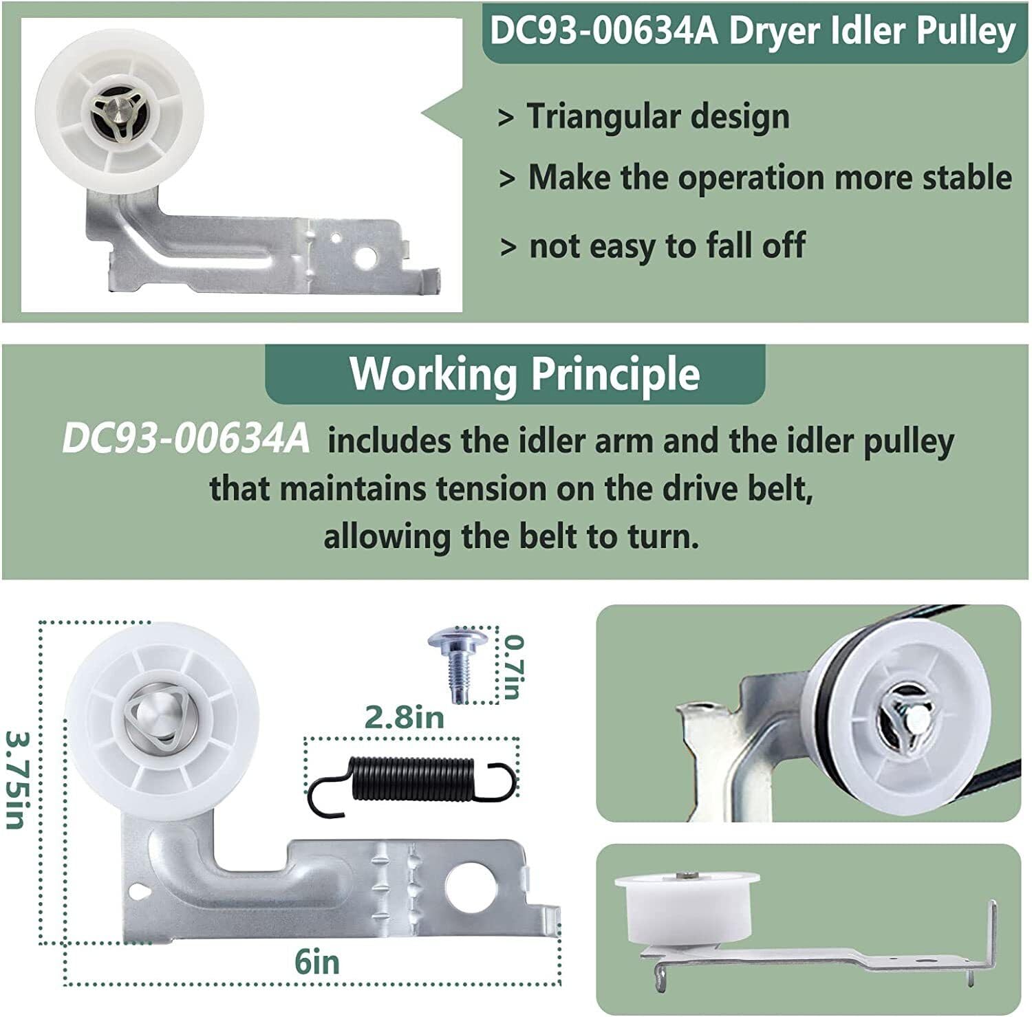 Repair Kit DC97-16782A Roller 6602-001655 Belt DC93-00634A For Samsung Dryer