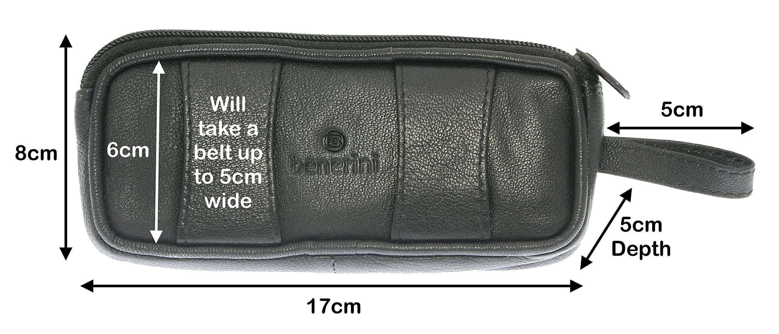 Soft Black Goat Leather Double Spectacle Glasses Case with Belt Loops/Key Ring Loop