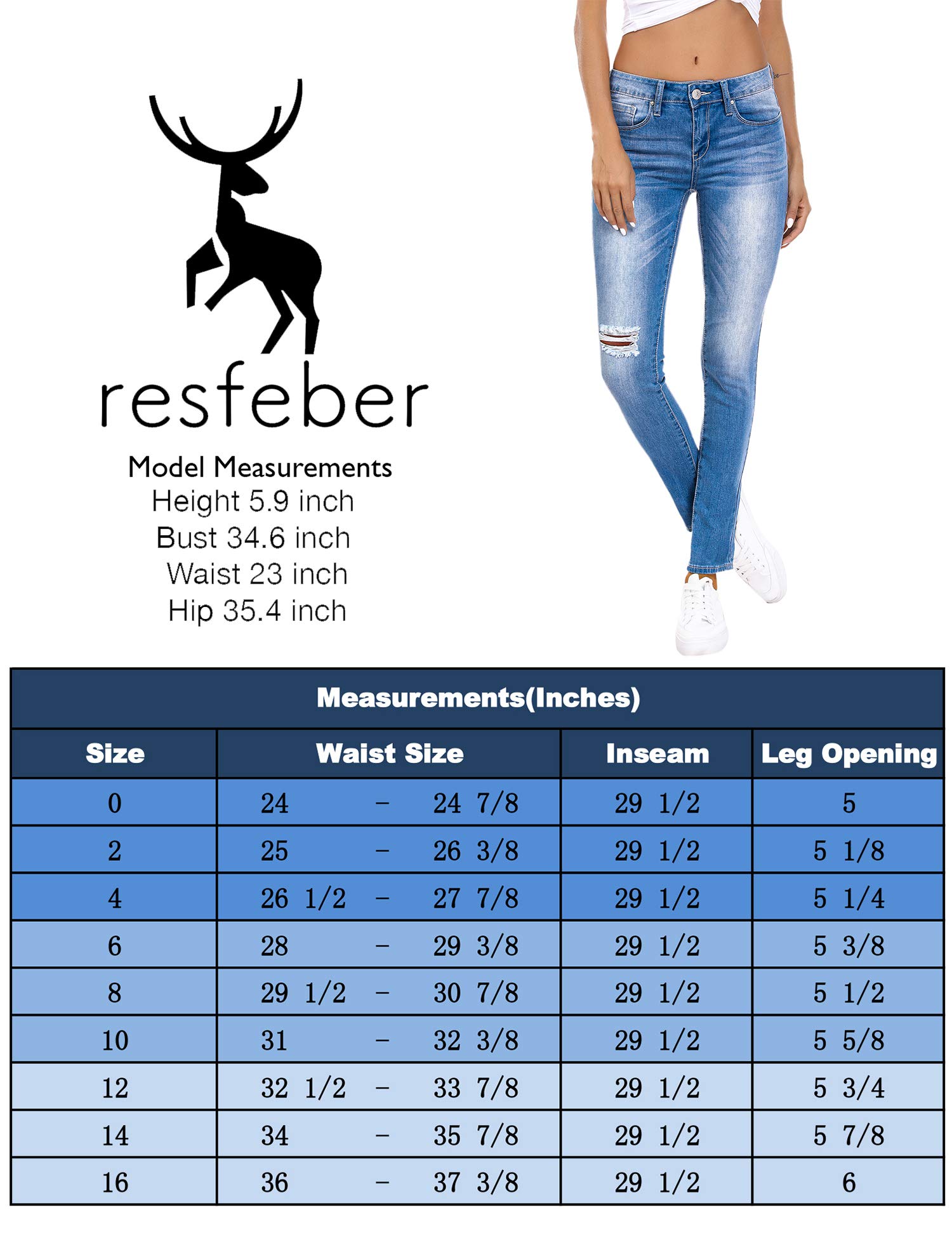 Resfeber Women's Ripped Boyfriend Jeans Stretch Distressed Jeans Capri Mom Jean with Hole