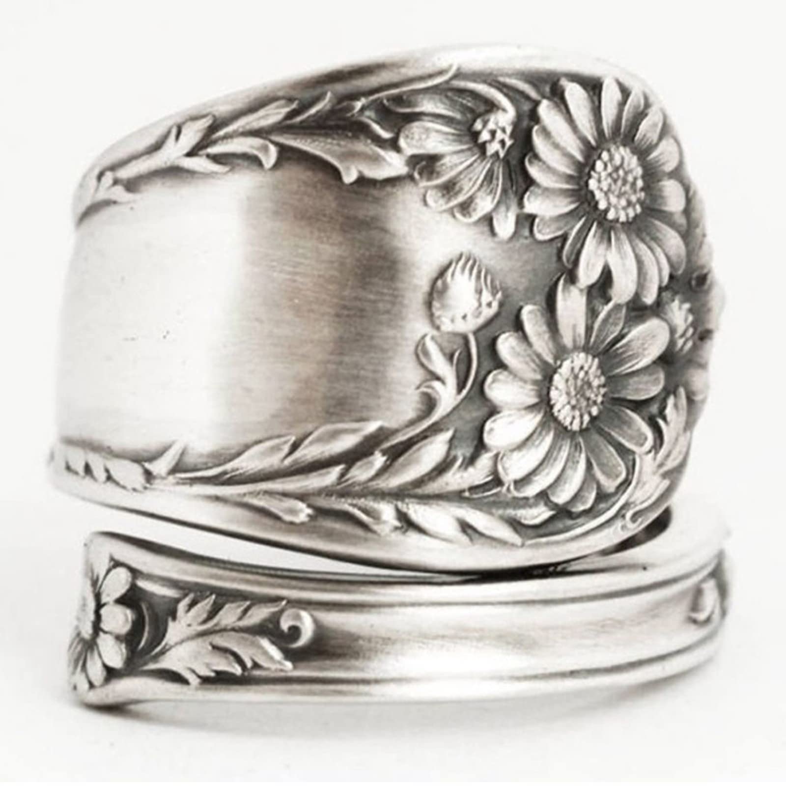 YEXUAN 2022 Jewelry [Select your spoon ring adjustable size 6-11 oxidation 925 sterling silver