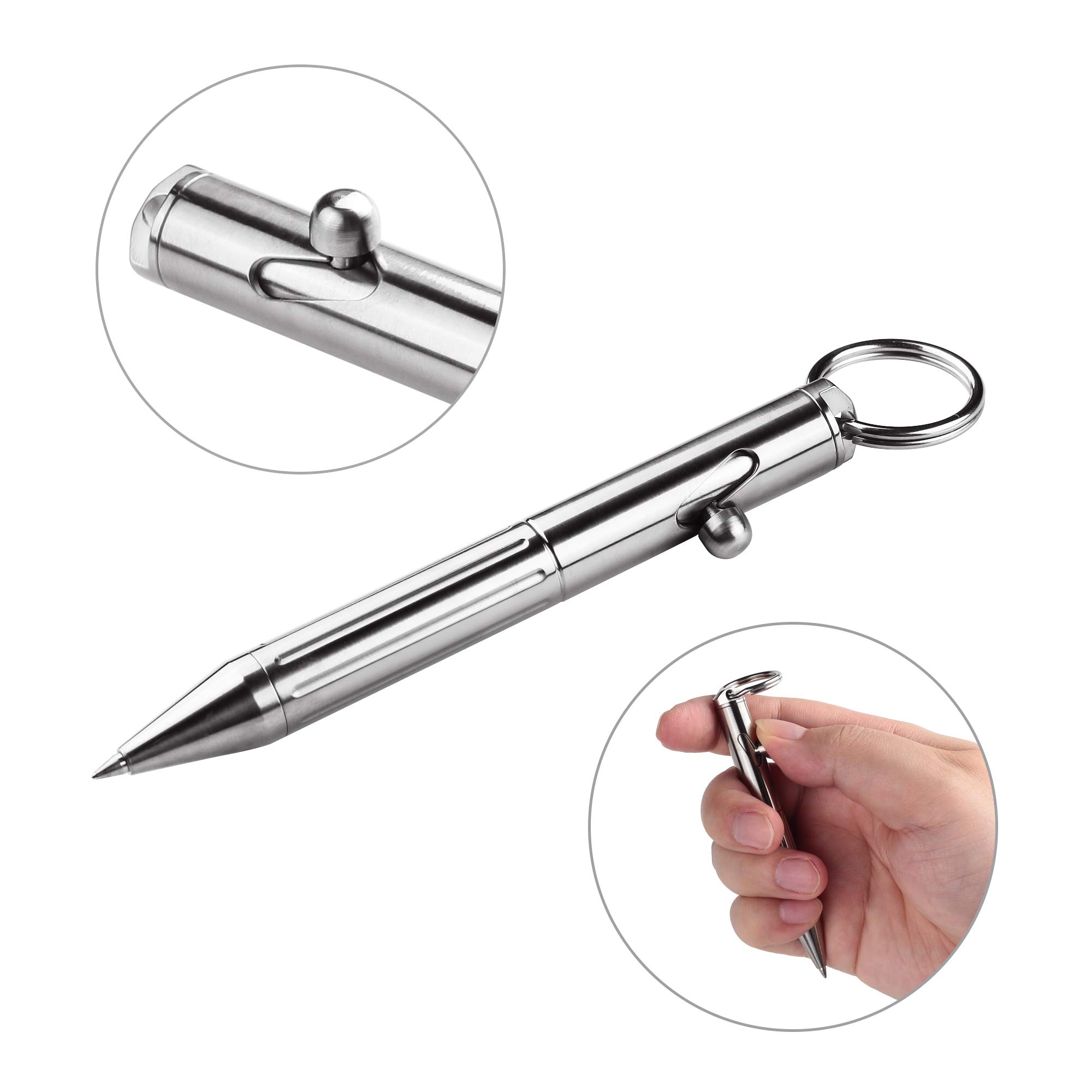 SMOOTHERPRO Titanium Bolt Action Pen with Mini Keychain for Outdoor Work EDC Pocket Business (KT113)