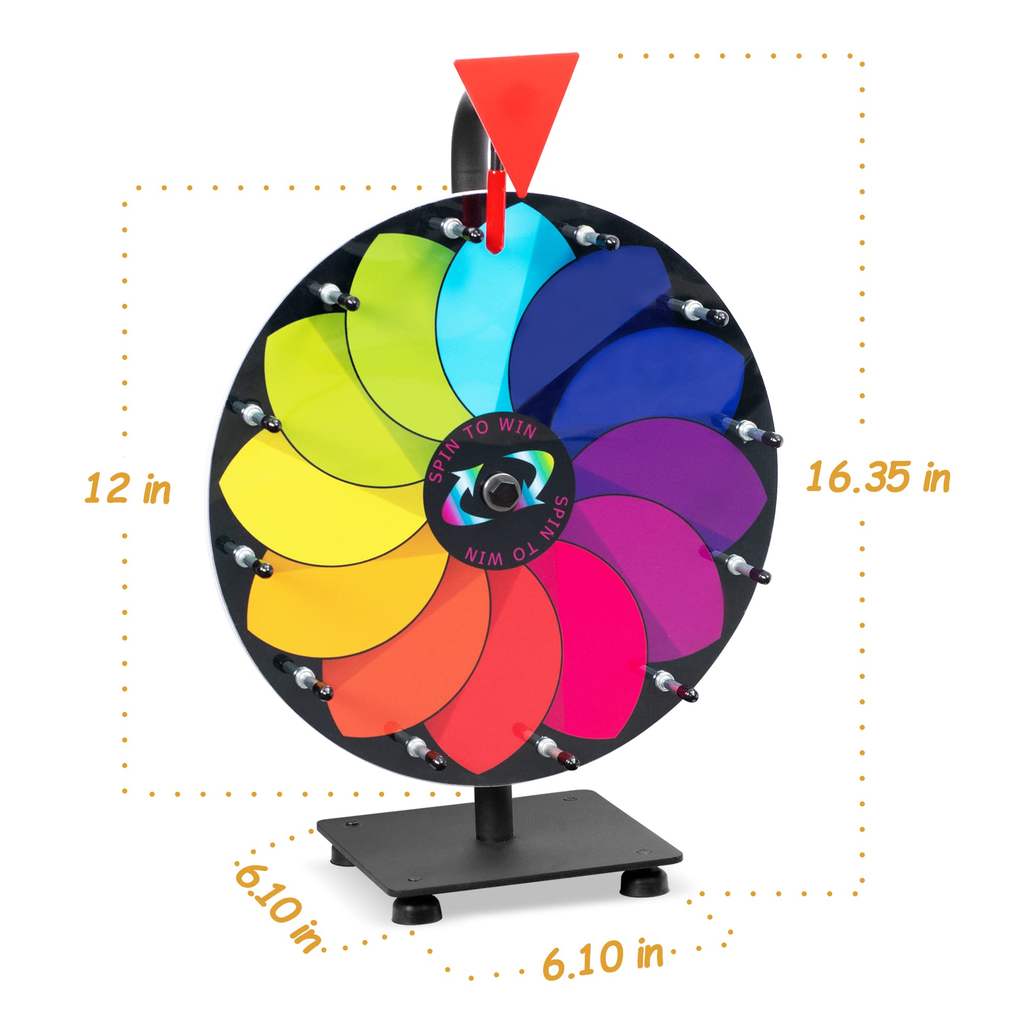 XvmeiMym 12 inches Spinning Prize Wheel, 12 Slots Tabletop Spinner - Heavy Duty Base Roulette Wheel for Carnival, Trade Show, Win Fortune Spin Games