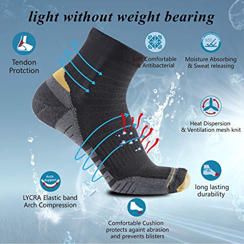 SOLAX Women Coolmax Cotton Athletic Sport Quarter Running Socks 3 Pairs (M, Black107)