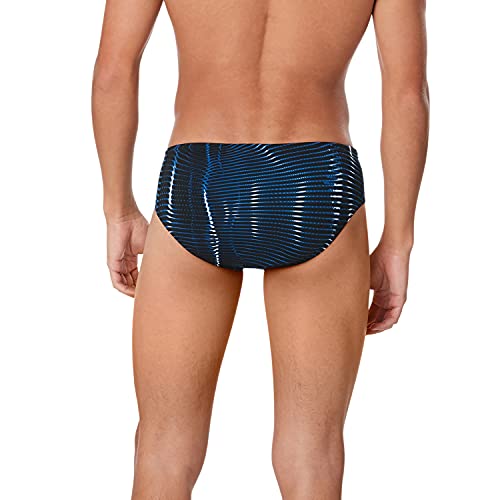 Speedo Men's Standard Swimsuit Brief Endurance+ Printed Team Colors, Solar Blue, 30