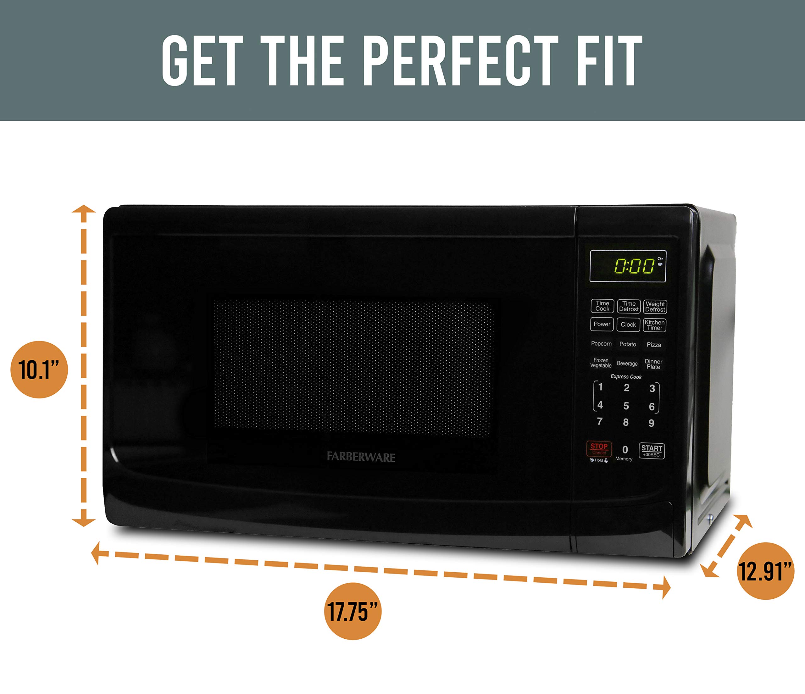 RCA 1.6 Cubic Foot Fridge (Black) and Farberware 0.7 cu ft 700W Countertop Microwave Oven