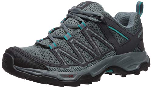 Salomon Pathfinder Hiking Shoes for Women, Stormy Weather/Phantom/Tropical Green, 10