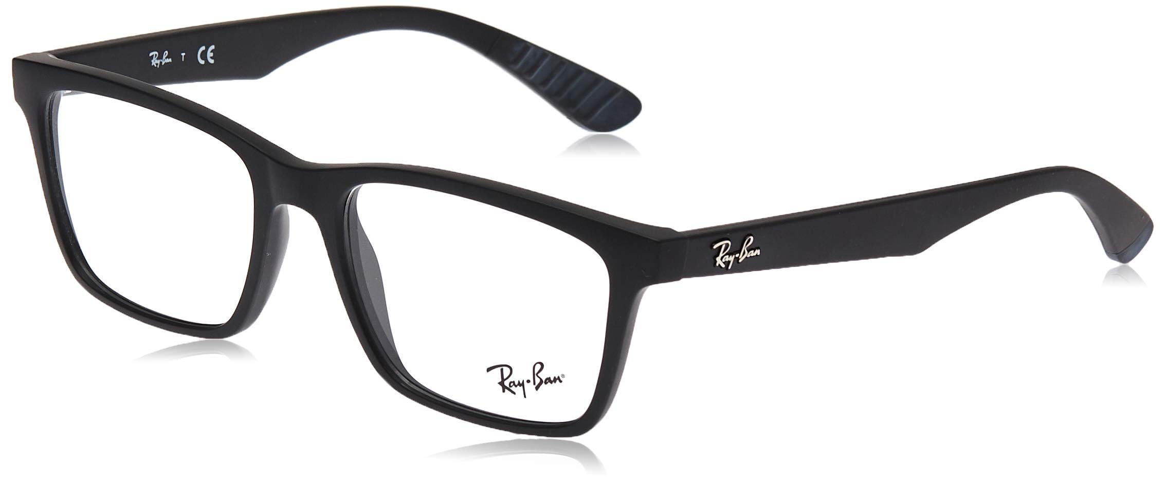 Ray-Ban RX7025 Square Prescription Eyeglass Frames, Matte Black/Demo Lens, 53 mm