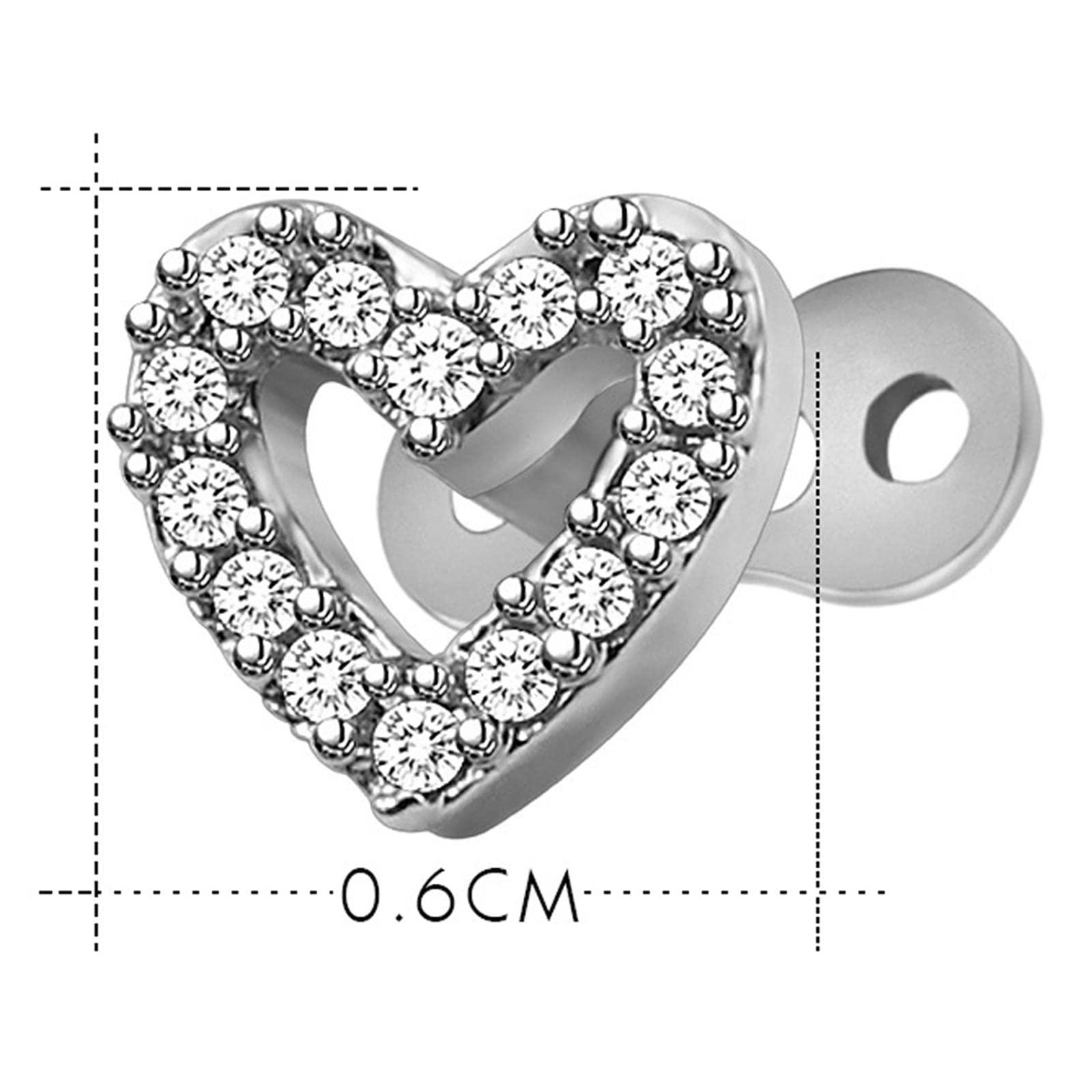 Titanium Dermal Anchor Top Crystal Micro Surface Skin Piercing 16G - Fan - Heart 1