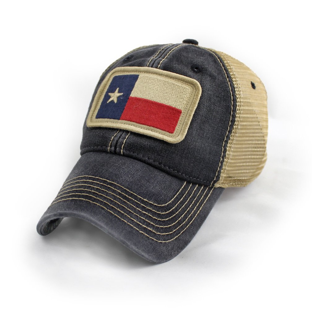 S.L. Revival Co. Texas Flag Patch Trucker Hat, Black