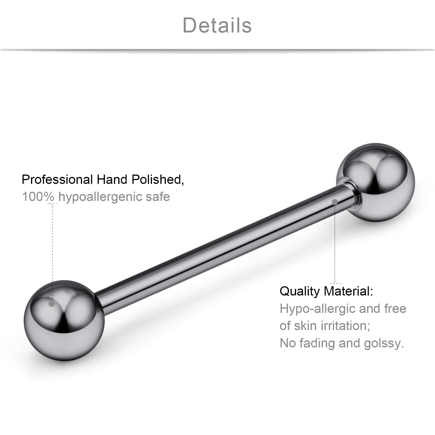 SCERRING Grade 23 Titanium Externally Threaded Nipple Bar Barbell Rings Piercing Retainer 16G 7/8Inch Sold as a Pair