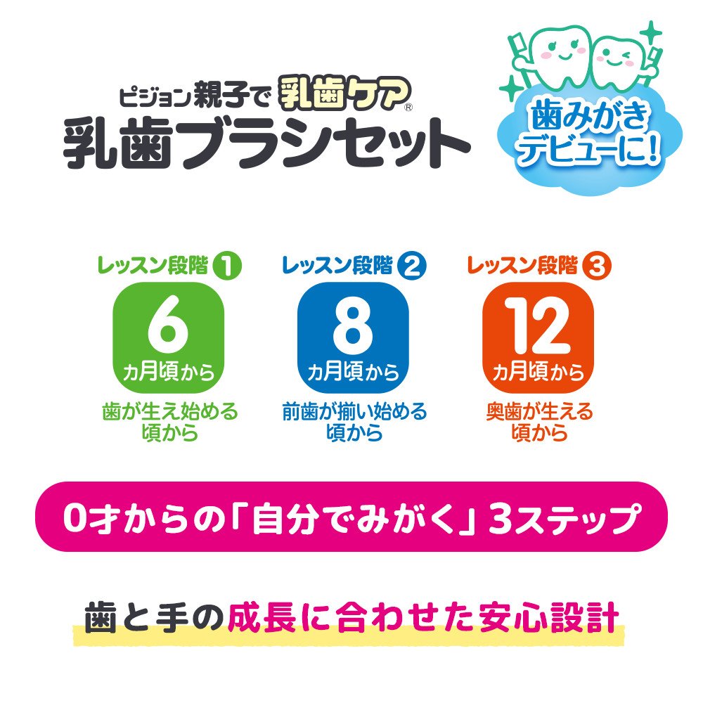 Pigeon Baby Training Toothbrush Set 3 Steps in Japan New