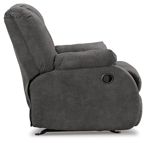 Signature Design by Ashley Partymate Contemporary Faux Leather Manual Rocker Recliner, Gray