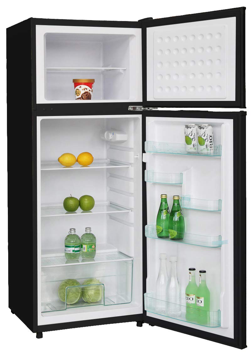 RCA RFR741-BLACK Apartment Size-Top Freezer-2 Door Fridge-Adjustable Thermostat Control-Black-7.5 Cubic Feet & BLACK+DECKER EM031MB11 Digital Microwave Oven with Turntable Push-Button Door