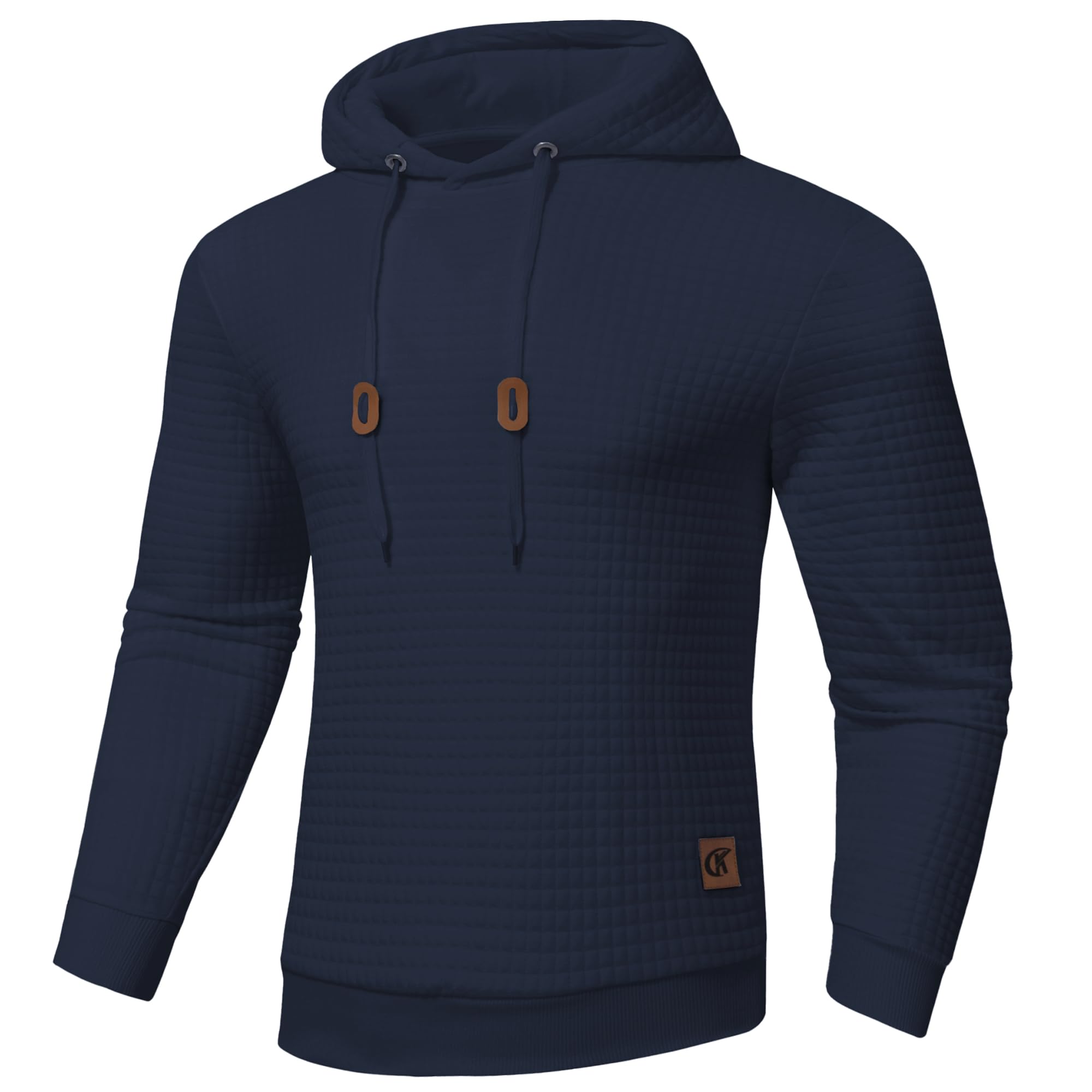 Satankud Mens Pullover Hoodie Long Sleeve Hooded Sweatshirt Casual Hoodies Square Pattern (Navy, M)