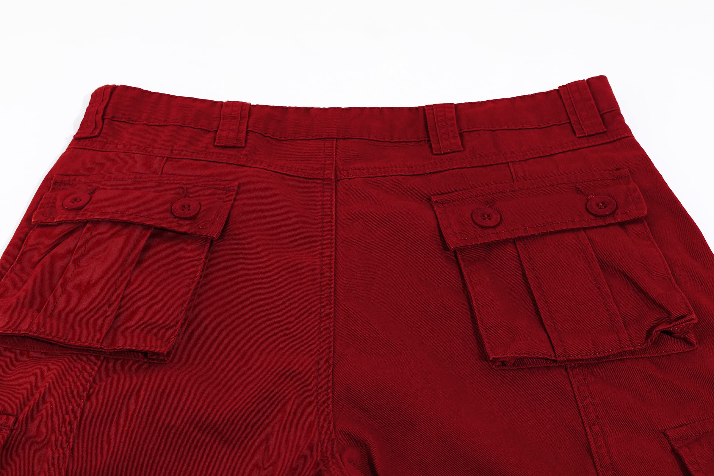 utcoco Mens Loose Multi-Pockets Cotton Twill Cargo Military Pants Outdoor Work Trousers (38, Burgundy)