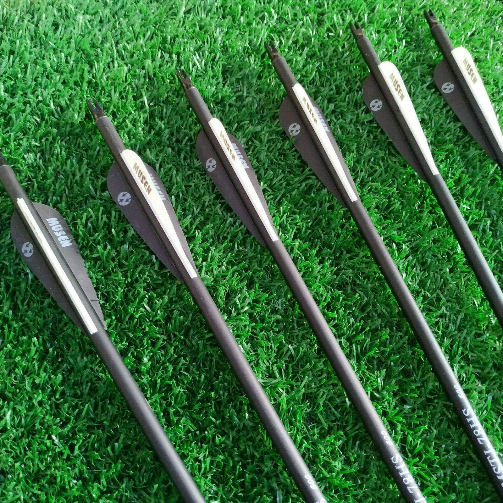 Sososhoot 28" Carbon Arrows 2.95" Feather Spine 500 Hunting Arrows for Compound Bow Recurve Bow