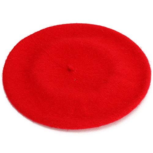 Skeleteen Red French Style Beret - Women's Classic Beret Hat For Casual Use - 1 Piece