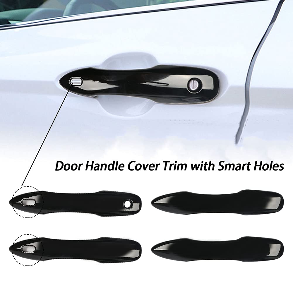sportuli Black Side Door Mirror Caps + Door Handle Covers Replace for 2018 2019 2020 2021 2022 2023 2024 Toyota Camry Accessories, with Smart Key Holes (Black)