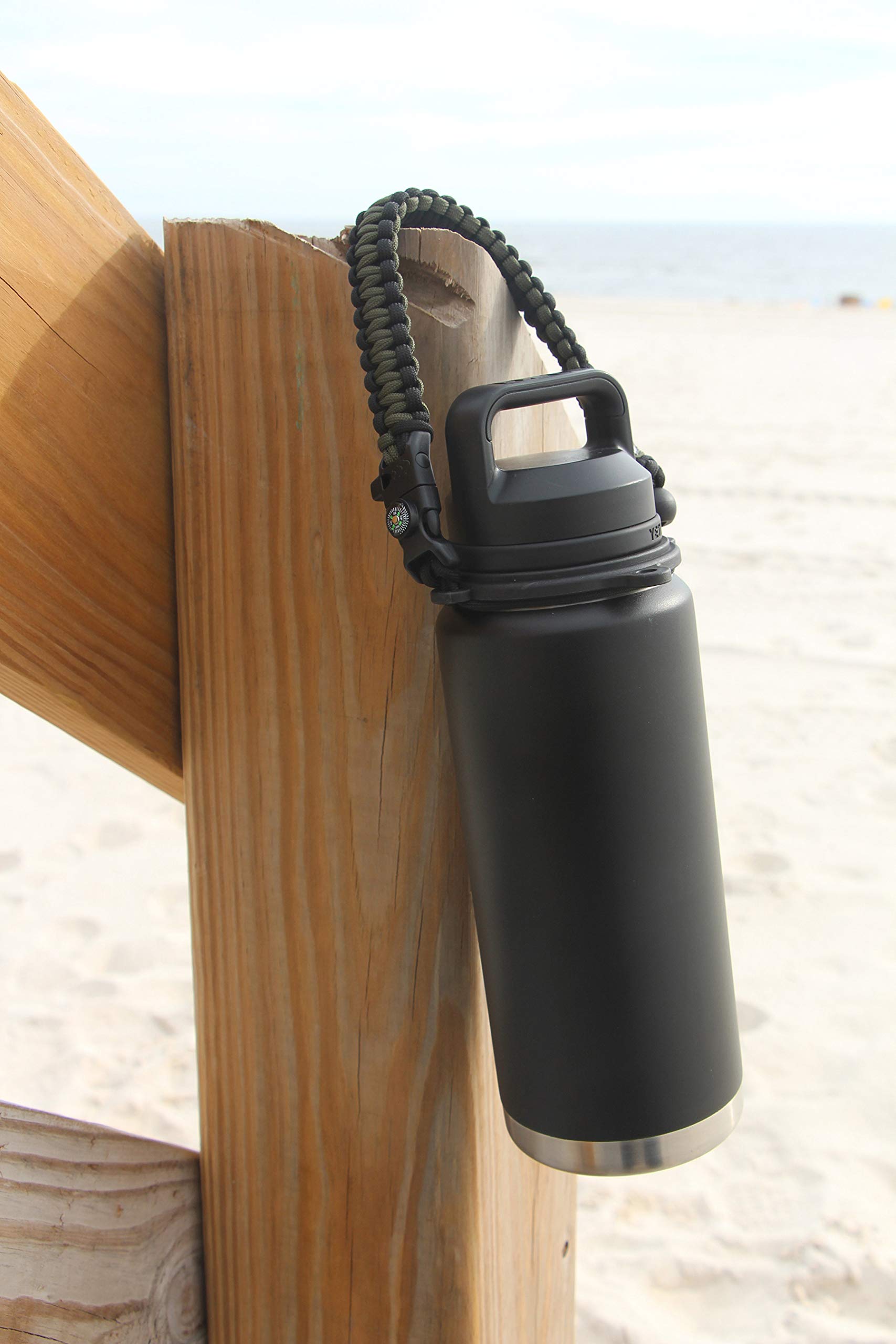 One MissionX Paracord Handle Compatible with Yeti Rambler 36oz 26oz 18oz 12oz 46oz Water Bottles, Durable Carrier Strap - Holder(Army Green/Comp+Starter)
