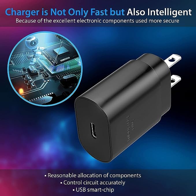 USB C Charger Block 25W PD Super Fast Charger Type C Plug Wall Adapter Quick Charging for Samsung Galaxy S24/S23/S22/S21/S20/ Z Fold 3/4/5/iPhone14/iPad/Tablet/Watch-2Pack