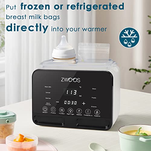 ZWOOS Bottle Warmer for Breastmilk and Formula, Multifunction Double Bottle Warmer for All Bottles with Accurate Temperature Control - Warm Fast, Easy to Use