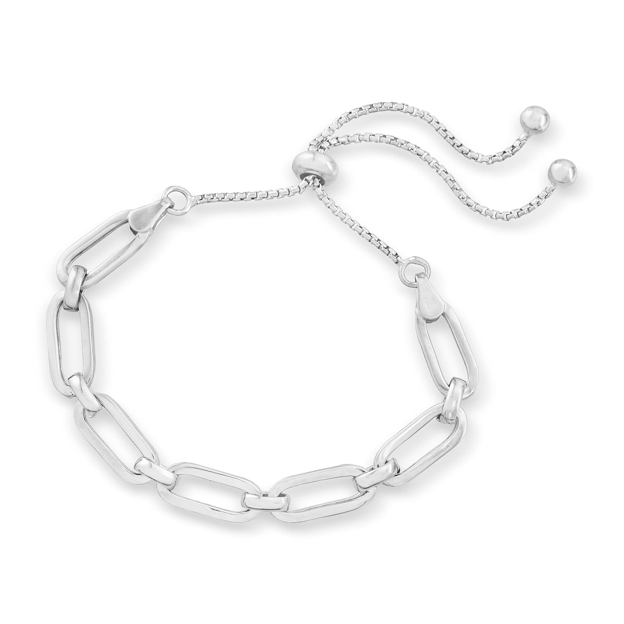 Ross-Simons Italian Sterling Silver Paper Clip Link Bolo Bracelet