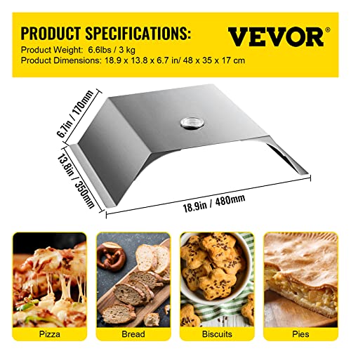 VEVOR Pizza Oven for Outside - Portable Pizza Oven Kit with Pizza Stone, Pizza Shovel, Pizza Cutter, Thermometer for Camping,Stainless Steel Camp Pizza Oven, (13 inch, Silver)