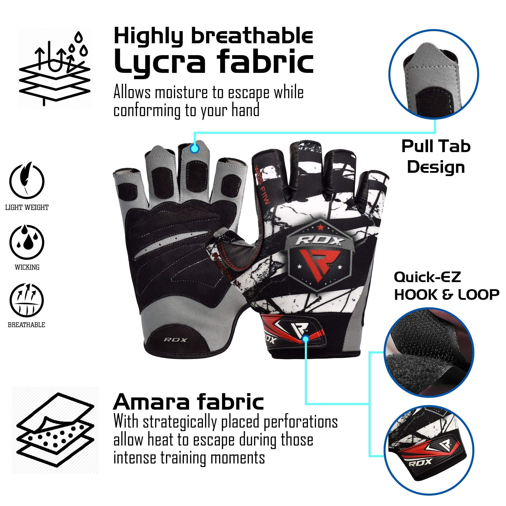 RDX Gym Weight Lifting Gloves Crossfit Powerlifting Training Bodybuilding Fitness Workout